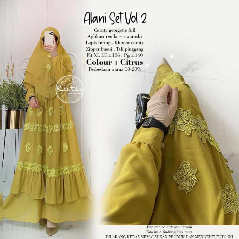 Alani SET VOL 2 ชุดเสื้อคลุม SYARI KHIMAR สําหรับเด็กผู้หญิง ...