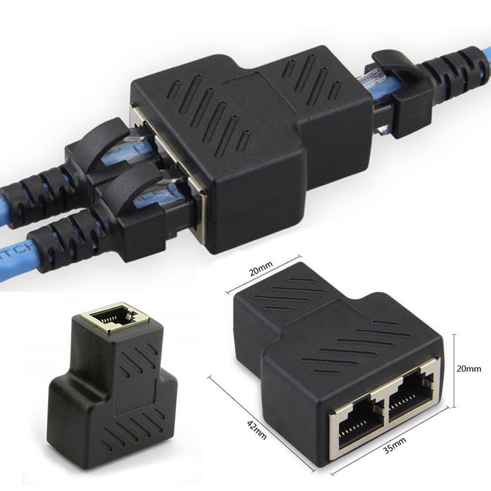 สายเคเบิ้ลLan อะแดปเตอร์เชื่อมต่อ Extender Plug 1 To 2 Ethernet Rj45 ...