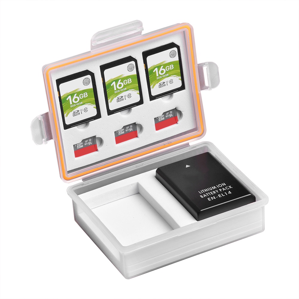 1x En-el14 El14 Camera Battery Box Storage Sd Tf Memory Card Case For ...
