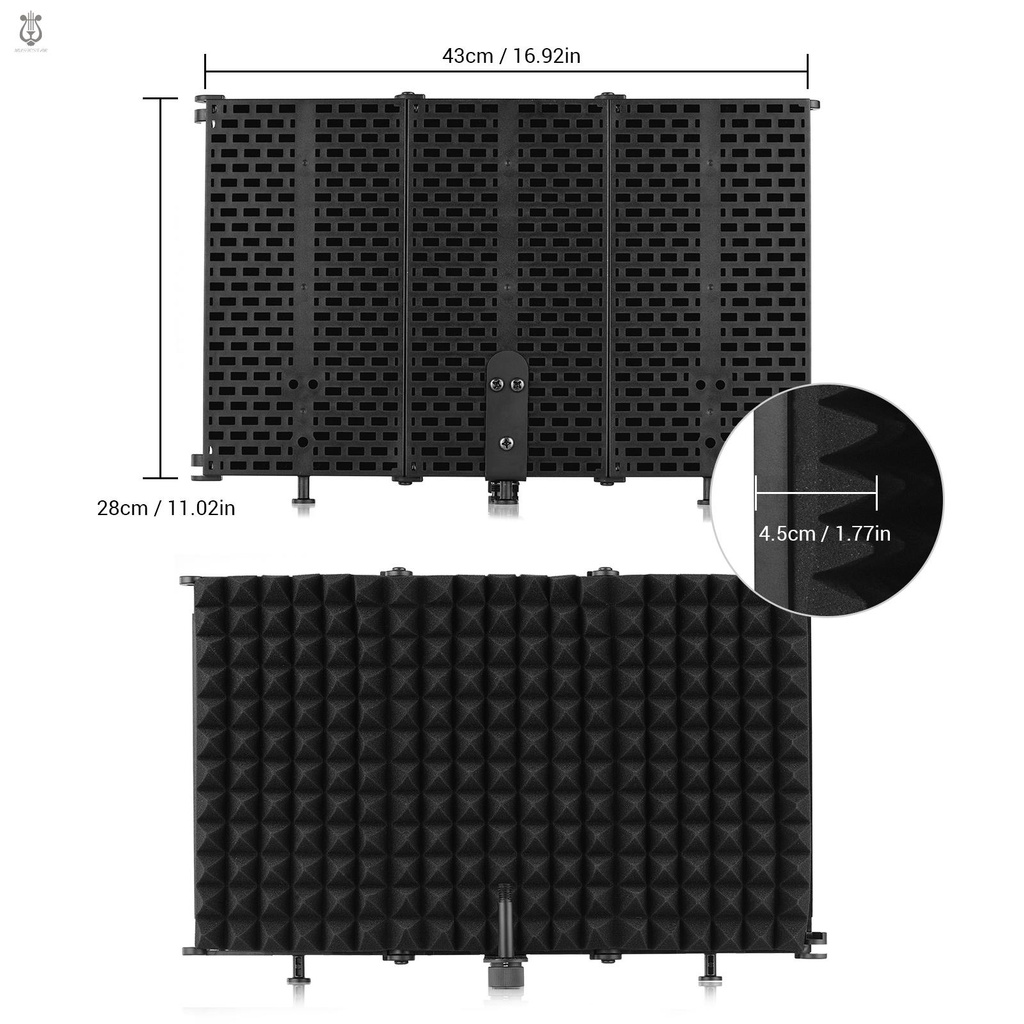 Microphone Isolation Shield Portable Tabletop Sound Absorbing Foam ...