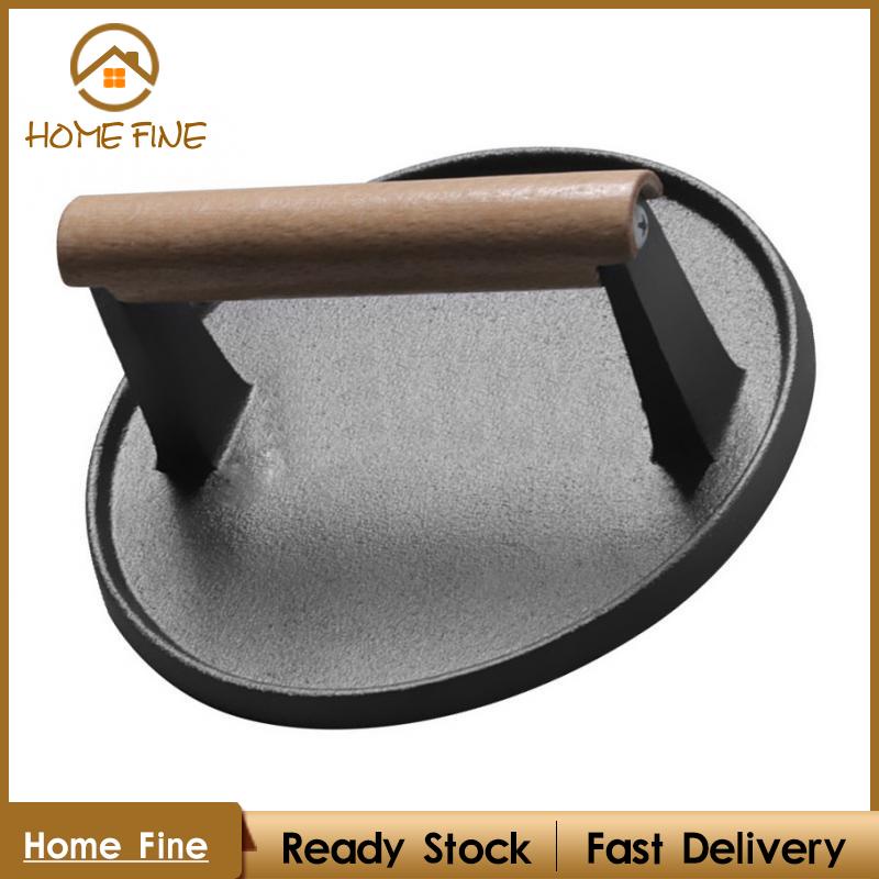 Home Fine Cast Iron Barbecue Grill Steak BBQ Bacon Sausage Press w ...