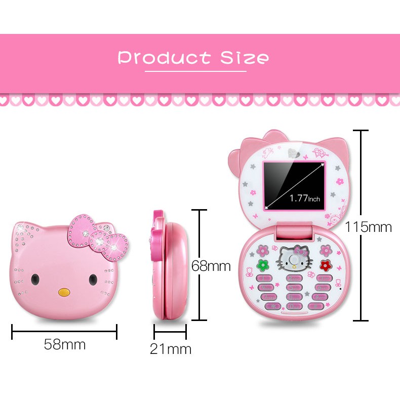 Hello Kitty Child Flip Mini Mobile Phone Cartoon Alternate Cute Fashion ...