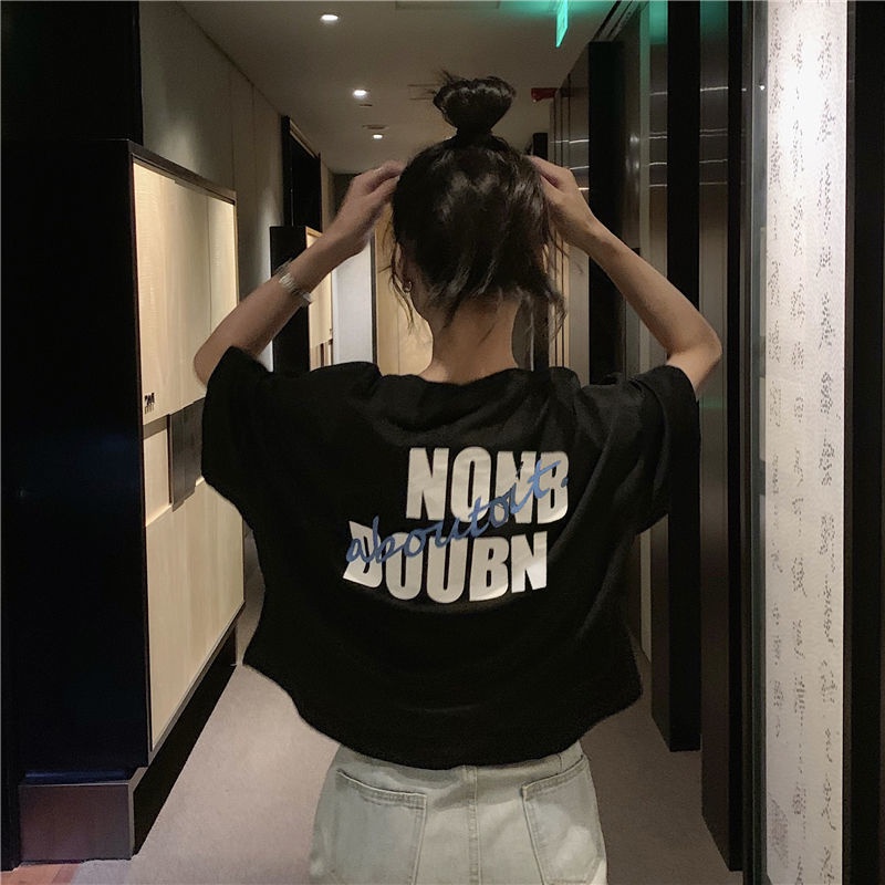 Vv3 ☾เสื้อยืดแขนสั้น ผ้าฝ้าย 100% ทรงหลวม เข้ากับทุกการแต่งกาย สไตล์ ...