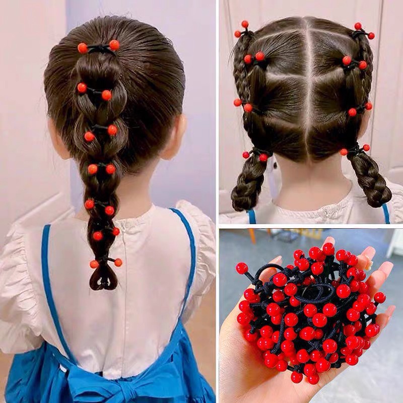 5PCS Red Bean Hair Bands for Children Fashion Simplicity Colour Kids ...