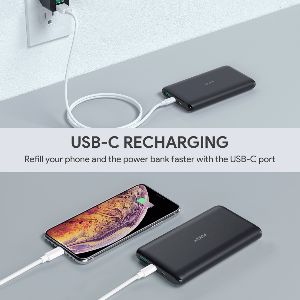 AUKEY PB-XN10 พาวเวอร์แบงชาร์จเร็ว Ultra Slim ขนาด 10000 mAh ด้วย ...