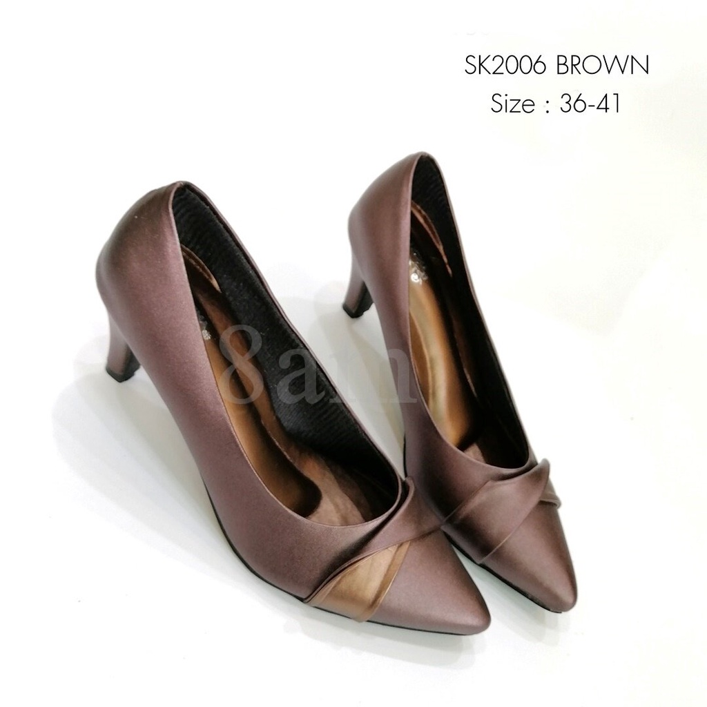 8am รองเท้าคัทชู รองเท้าใส่ทำงาน รองเท้านักเรียน ทรงหัวแหลม ส้นสูง2นิ้ว ...