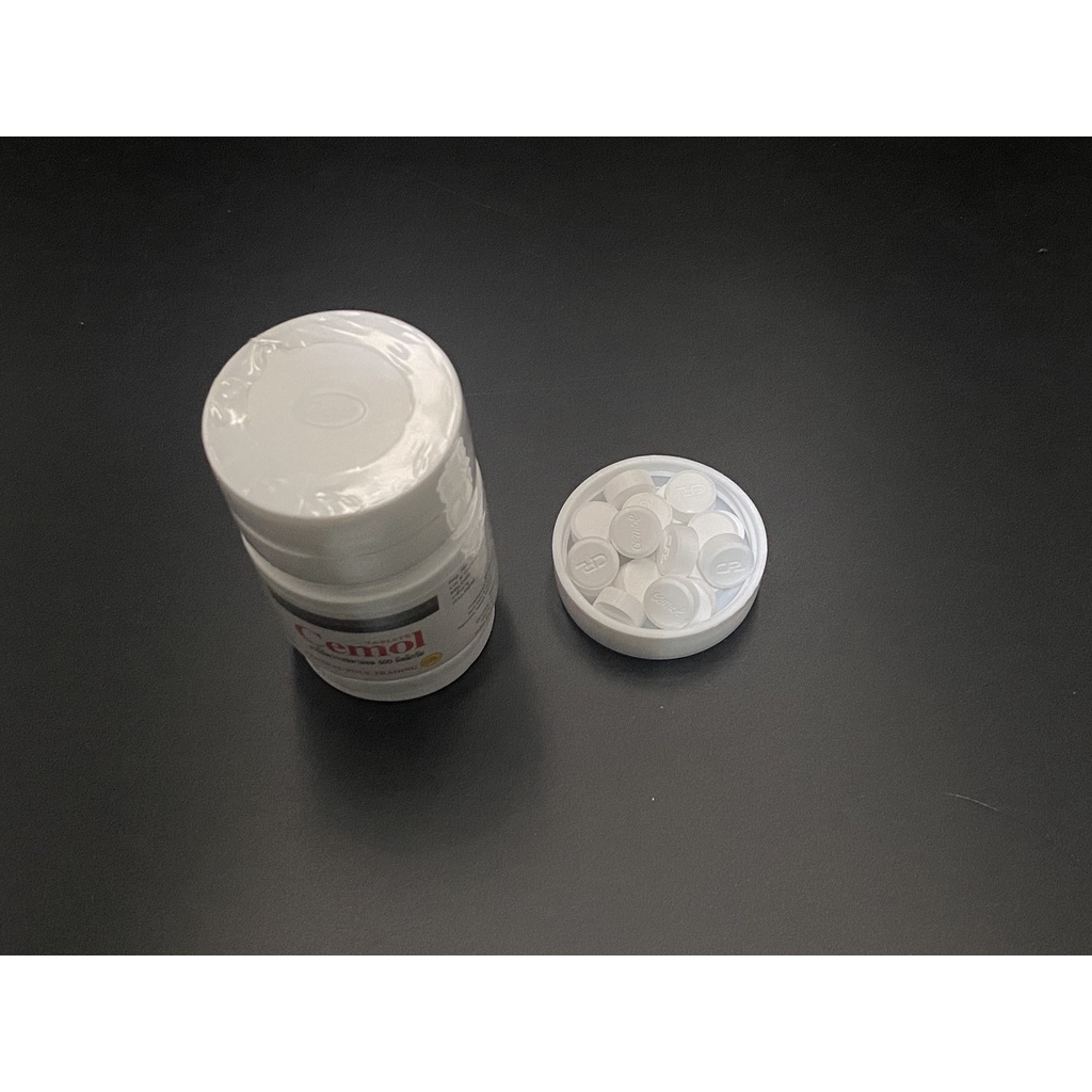 ยาแก้ปวด Cemol 500 mg (เม็ดฟ้าขาวเม็ดขาว) ซีมอล พาราเซตามอล 500 มก ...