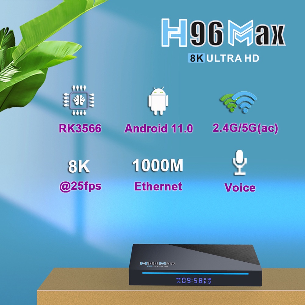 กล่องทีวี Android TV BOX H96 Max RK3566 4GB/32G android11.0 bluetooth 4 ...