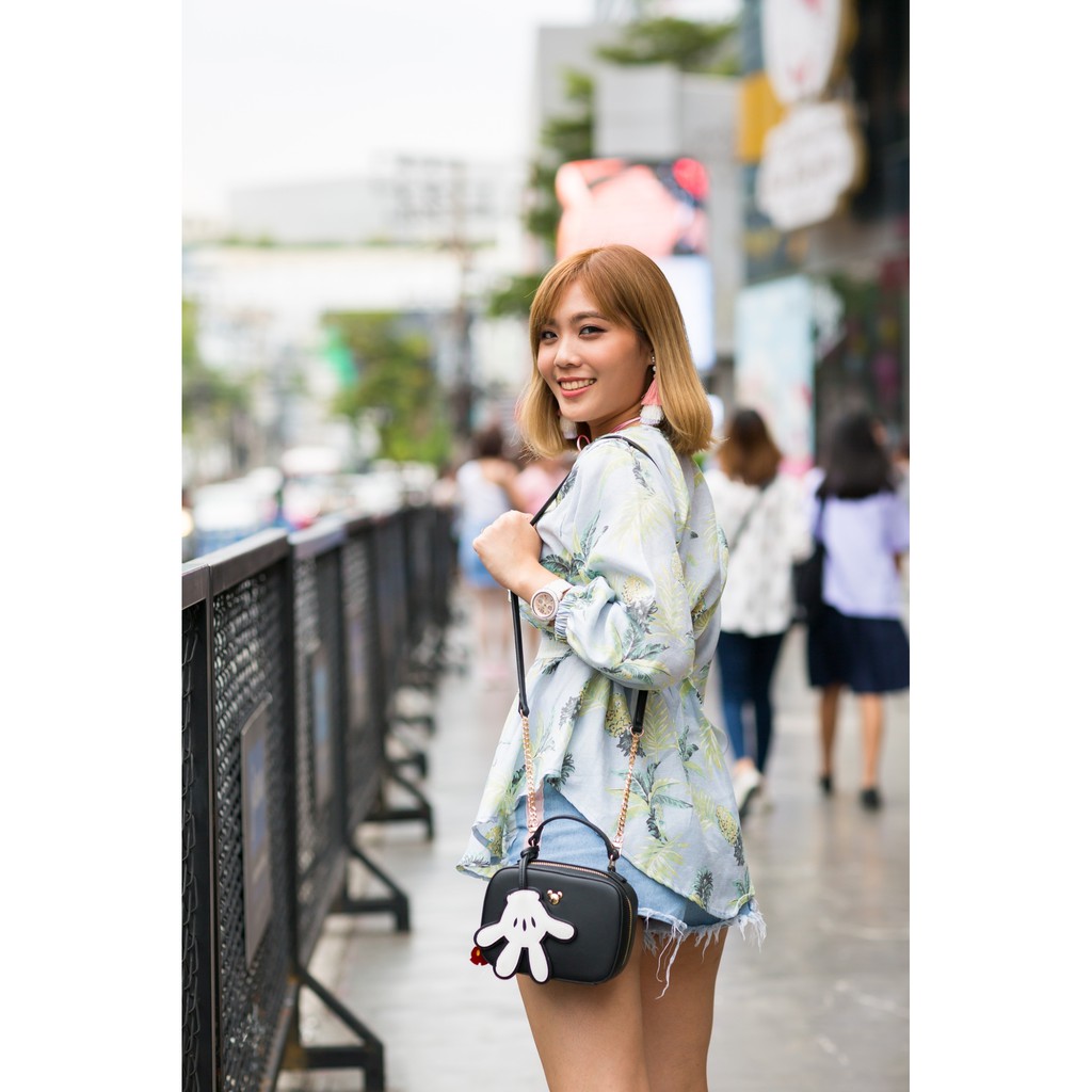 [พร้อมส่ง] Disney x Gracegift กระเป๋า Classic Mickey petite chain bag สีดำ - gracegift_th - ThaiPick