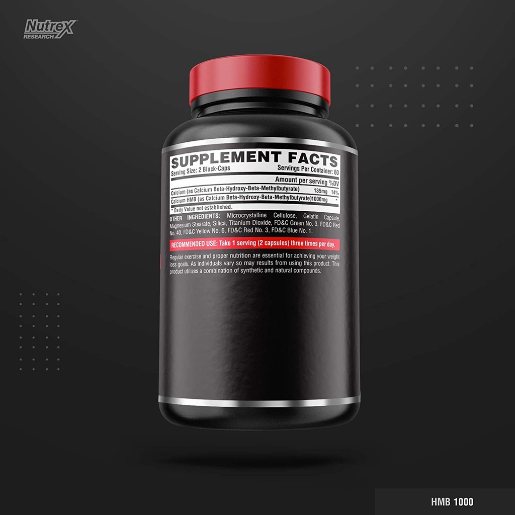 Nutrex Research HMB 1000 (120แคปซูล) HMB คุณภาพสูง ช่วยสังเคราะห์โปรตีน ...