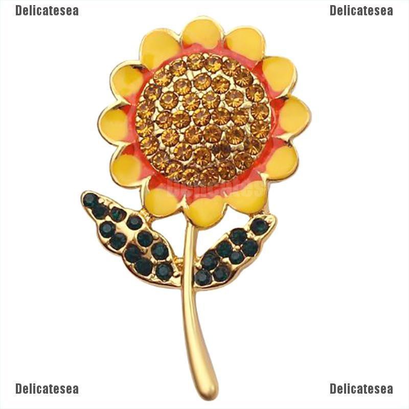 Delicatesea Fashion Crystal Sunflower Brooch Pin Collar Badge Corsage ...