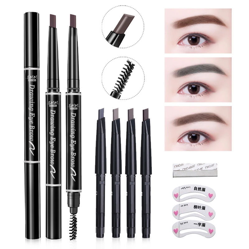 ดินสอเขียนคิ้วสองหัวชุดกันน้ำและกันเหงื่อติดทนนานสำหรับผู้เริ่มต้น oKKn ...