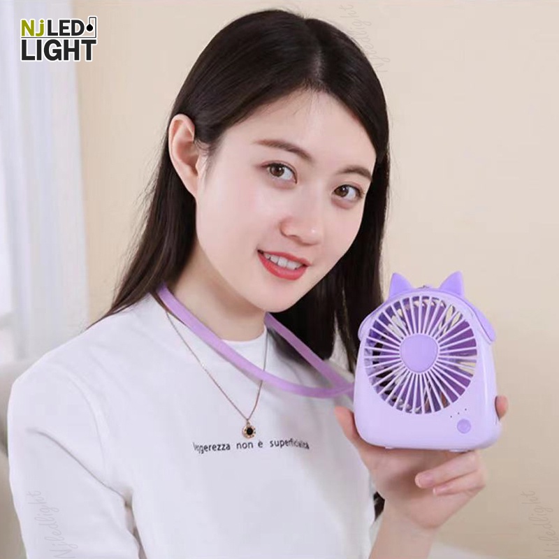 NJLED LIGHT H559-DD พัดลมตั้งโต๊ะพกพา พัดลมมินิ พัดลมจิ๋วไร้สาย แบบชาร์จไฟ ปรับแรงลมได้ 2 ระดับ ...