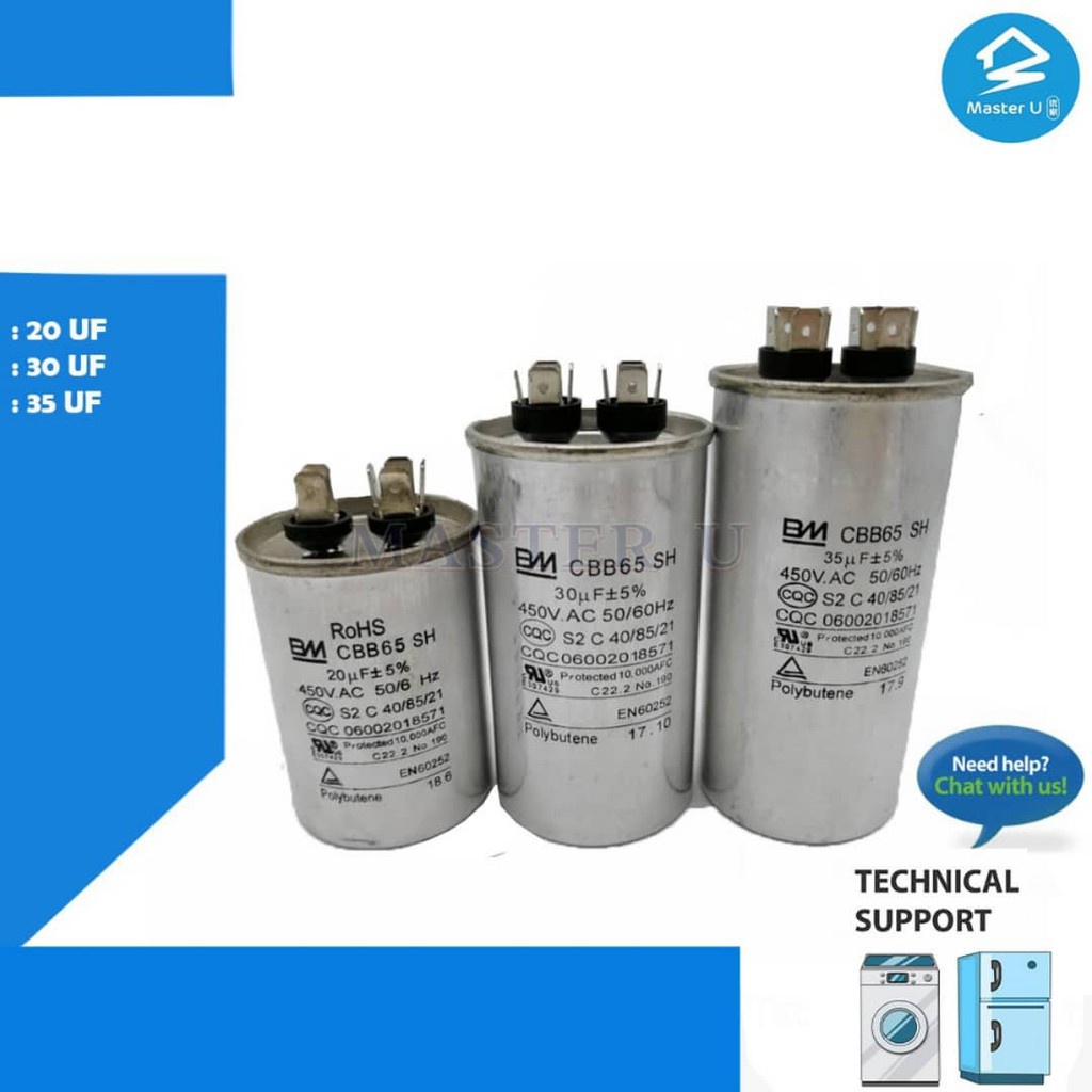 ♈Air Cond Capacitor CBB65 450V 20uf 25uf 35uf 40uf Air Conditioner ...