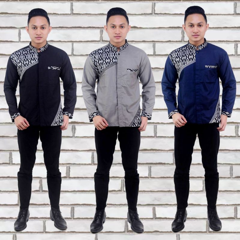 Kemaja Koko Mix Prada Batik Pekalongan ชุดเสื้อแจ็คเก็ตแขนยาวสําหรับ ...