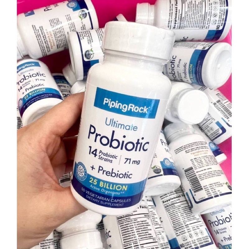 PipingRock Ultimate Probiotic 14 Strains 71 mg Prebiotic 25 Billion 50 ...