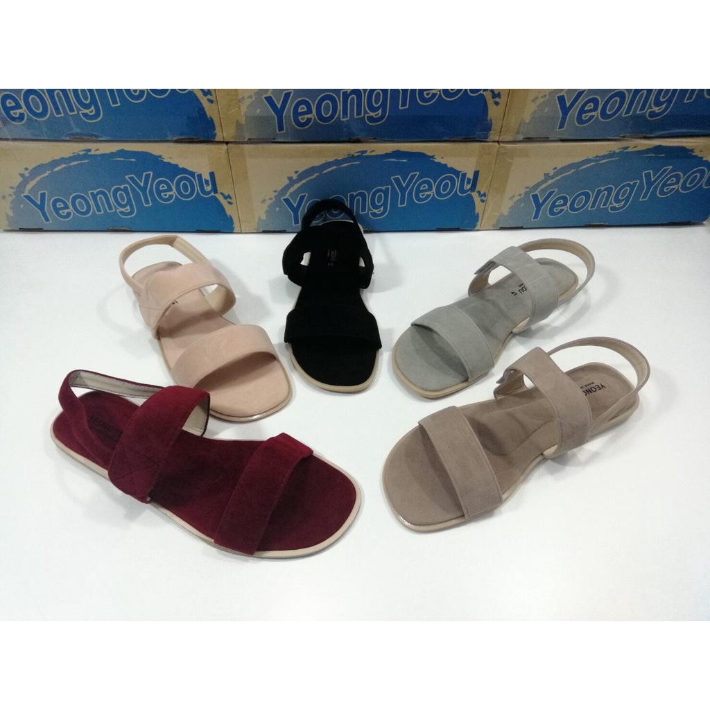 yeong yeou รองเท้าแตะแฟชั่นส้นแบนสองตอนกำมะหยี่รัดส้นบิ๊กไซส์ รหัสyy316 ...