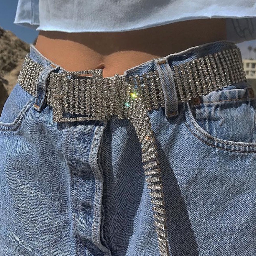 Luxury Women Belt Crystal Diamond Shiny Waistband Waist Chain Full ...