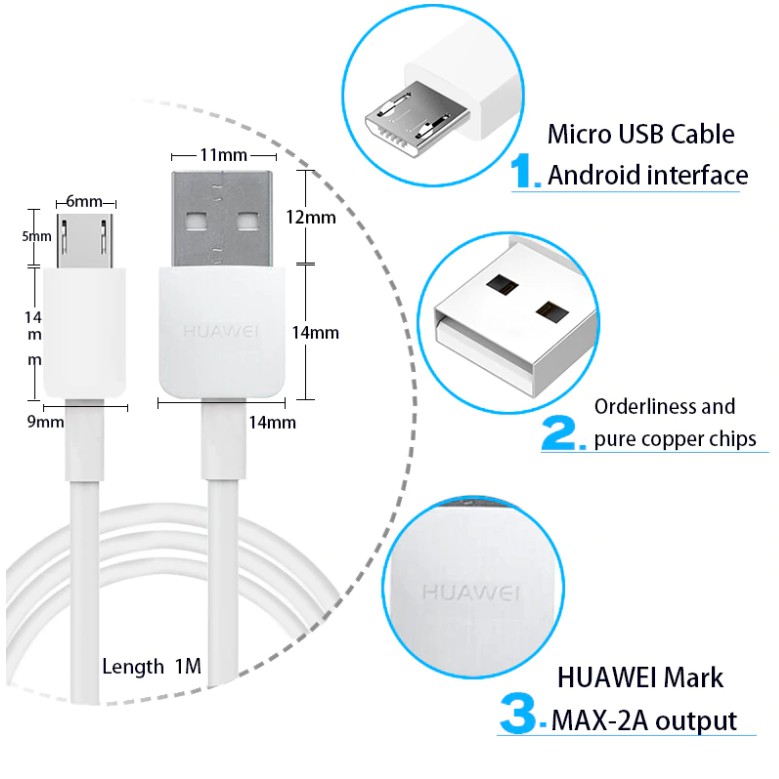 สายชาร์จหัวเว่ย Huawei Micro USB แท้ Huawei Cable Charger Micro USB ...