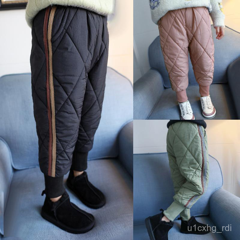 บวกกำมะหยี่หนาเด็กชายและเด็กหญิงกางเกงผ้าฝ้ายอบอุ่นเสื้อผ้าเด็กกางเกงขา ...