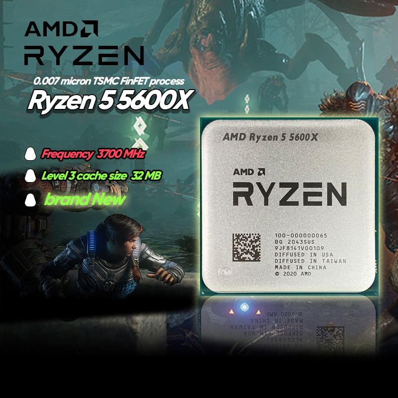 ใหม่ AMD Ryzen 5 5600X R5 5600X 3.7 GHz 6-Core 12-Thread 7NM 65W L3=32M 100-000000065 ซ็อกเก็ ...