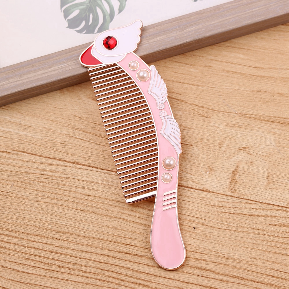 Pink Cardcaptor Sakura Comb Handle Beauty Bird Head Magic Comb Angel ...