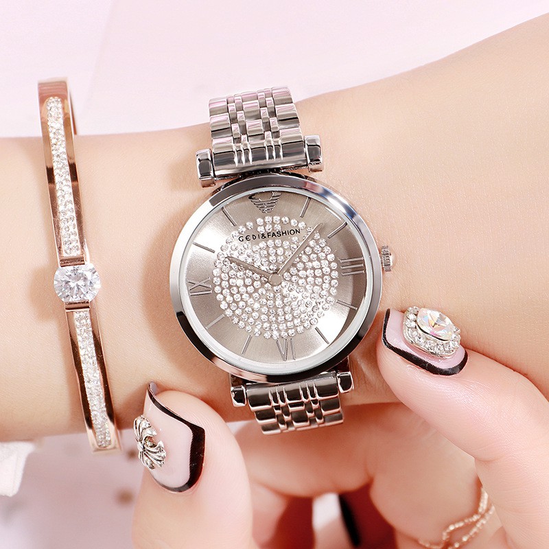 Louwill Gedi Starry Sky นาฬิกาข้อมือสายเหล็กประดับเพชรสําหรับผู้หญิง ...