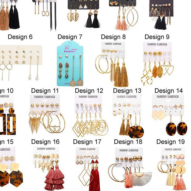 Code-764 Cayman 3 6 คู่ต่างหูแฟชั่นสไตล์เกาหลีสําหรับผู้หญิง ...