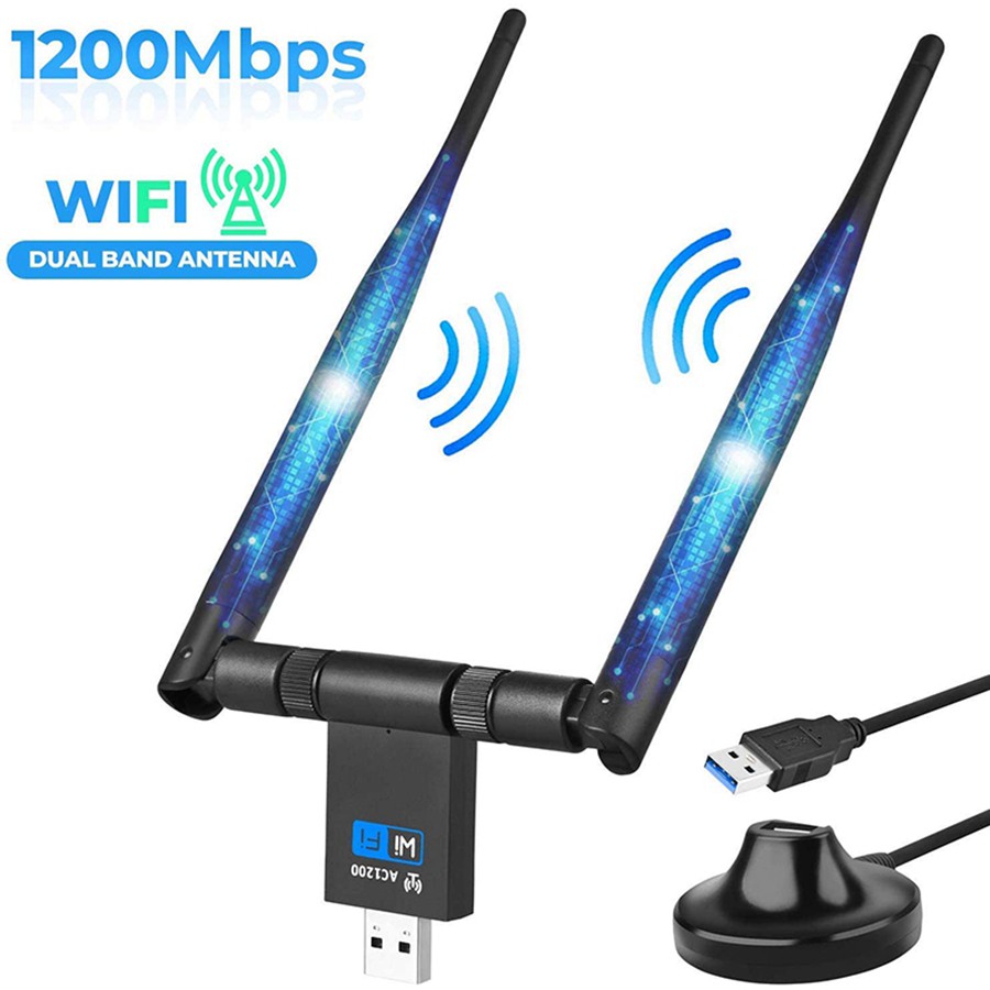 1200Mbps USB Wifi Adapter Dual Band 5GHz 2.4Ghz Wireless Wifi Antenna ...