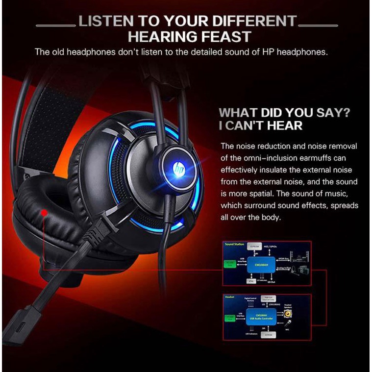 HP H300 E-Sports Gaming Headset หูฟังคอมพิวเตอร์ / หูฟังพร้อมปุ่มปรับ ...