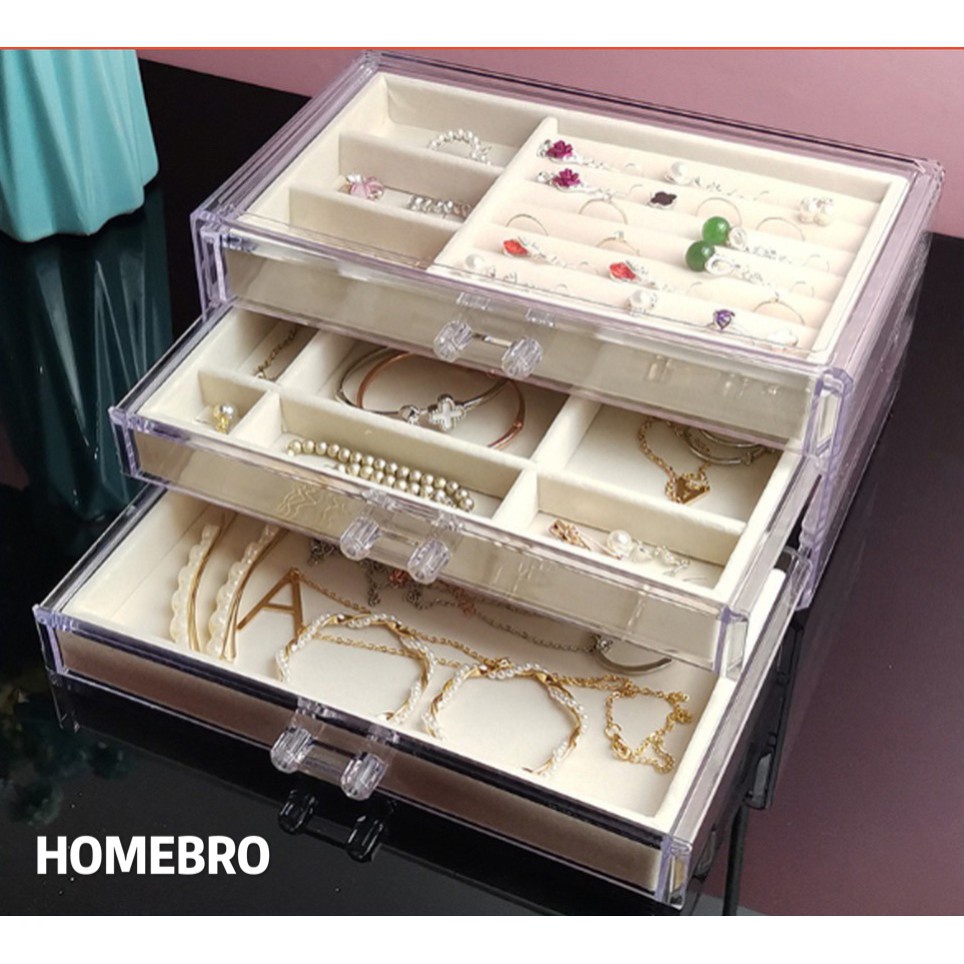 Homebro กล่องเก็บเครื่องสำอางอะคริลิคชั้นวางเครื่องสำอางกล่องใส่ ...