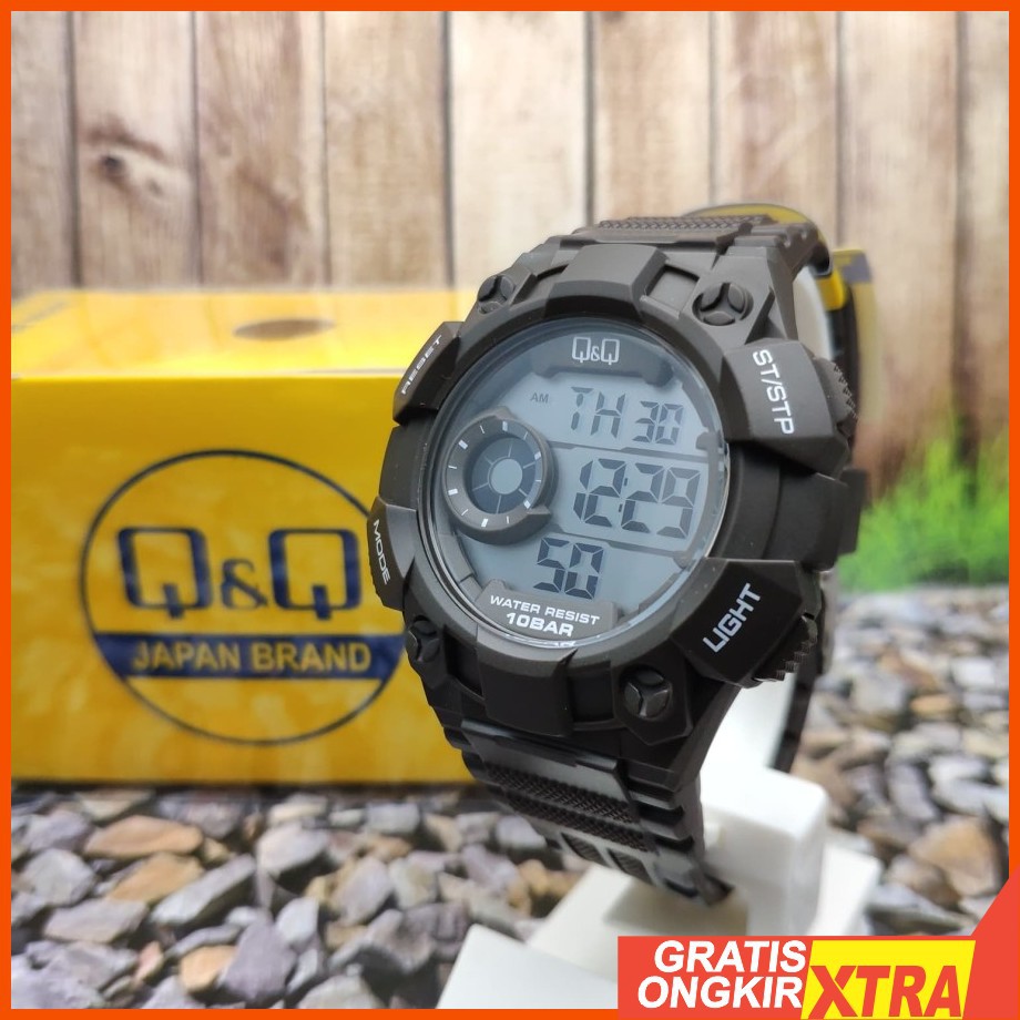 Q Q Qq นาฬิกาข้อมือดิจิตอลสําหรับผู้ชายสายเข็มขัดยางสีน้ําตาล M176J006Y Original O4175 ...