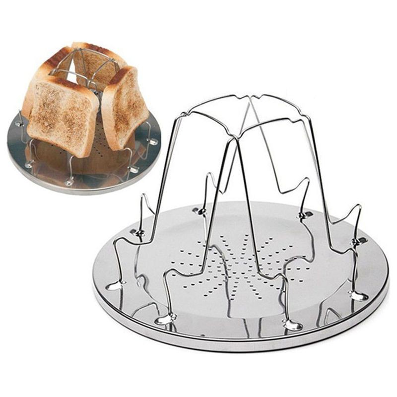 4 Slice Camping Bread Toast Tray Gas Stoves Cooker BBQ Camping Toaster ...