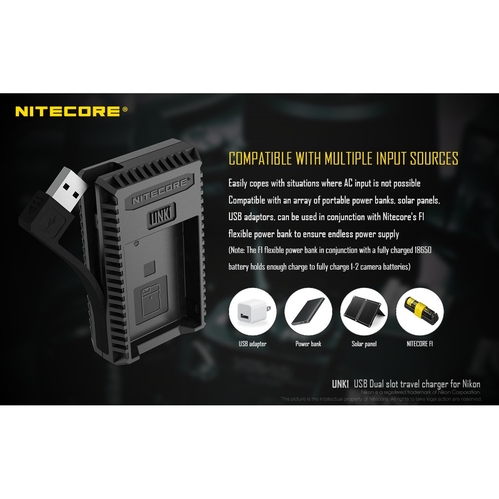 Nitecore Unk1 Nikon Usb ที่ชาร์จแบบ Dual-Slot สําหรับกล้องท่องเที่ยว ...