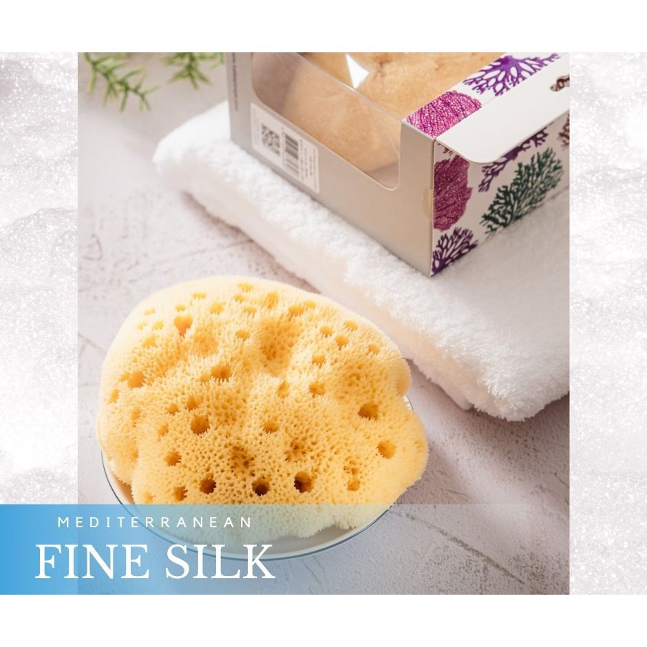 ฟองน้ำธรรมชาติ Kalla Sponge ชนิด Fine Silk สีเหลือง สำหรับอาบน้ำ (FREE ...