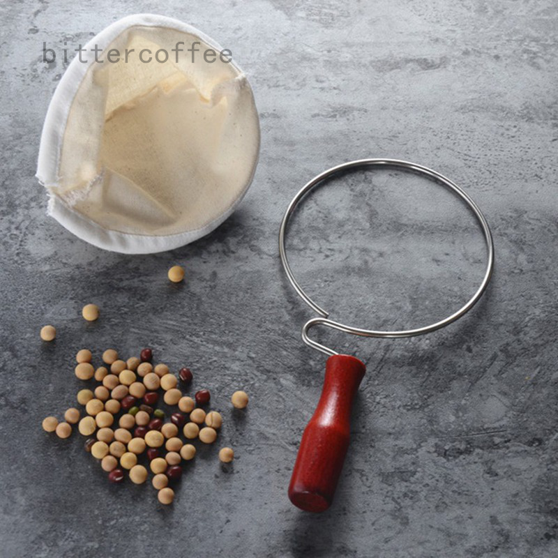 BC Cotton Flannel Dripper Tea Coffee Filter Bag Cloth Reusable Wooden ...