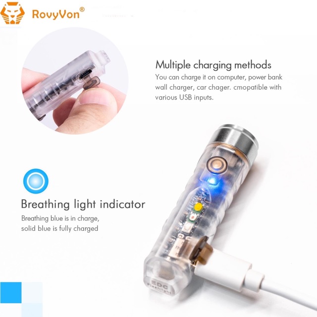 RovyVon Aurora A8x Multifunction EDC Keychain Flashlight UV+Red+White ...