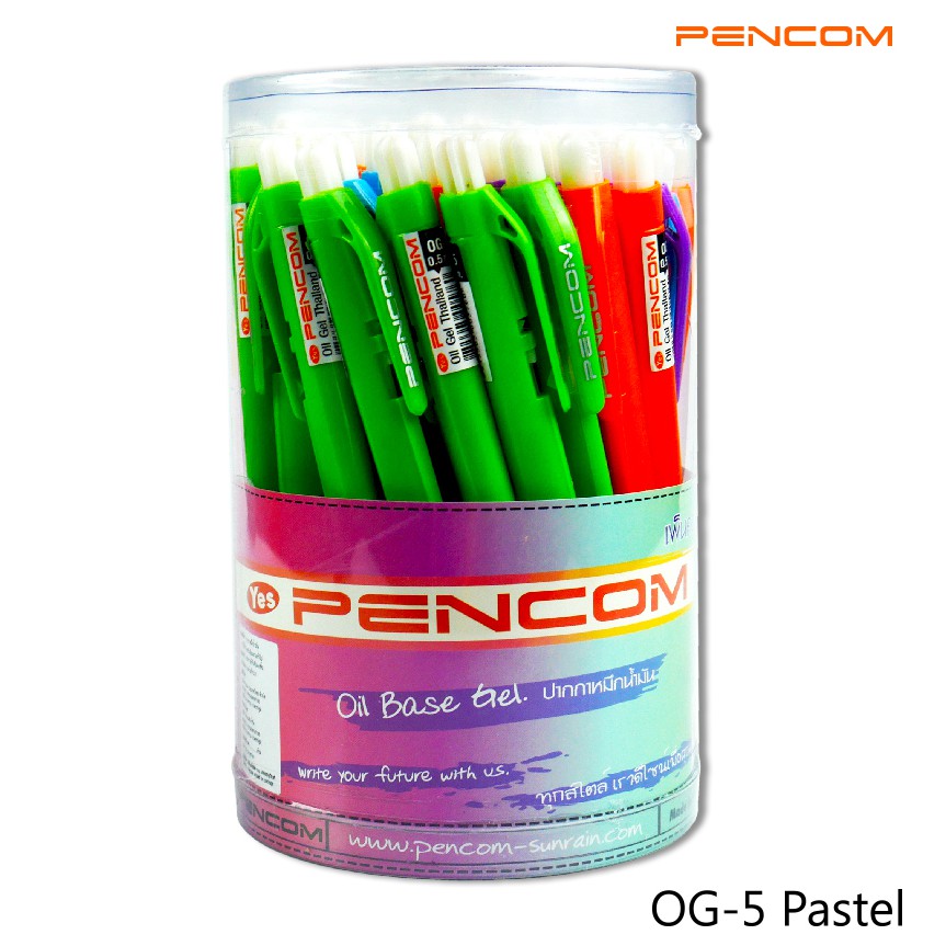 Pencom OG05 ปากกาหมึกน้ำมันแบบกด แฟนซี Pastal Coloured Pen | Shopee ...
