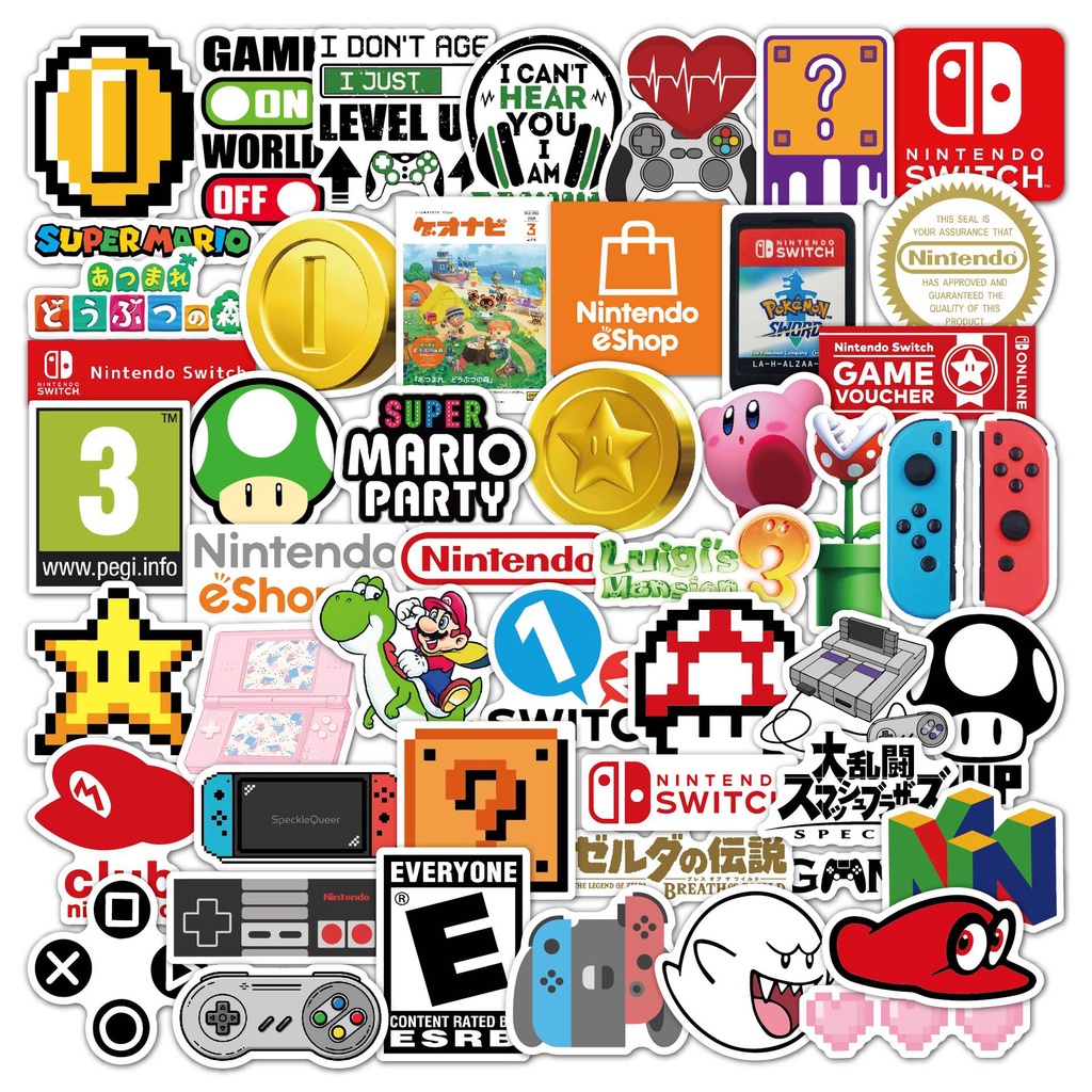 สติกเกอร์ PVC กันน้ํา ลายธีม Nintendo Swich NS 50 ชิ้น | Shopee Thailand