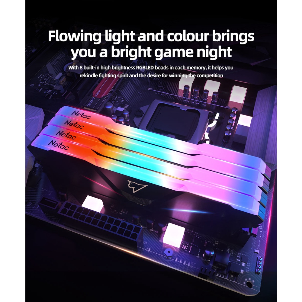 Netac DDR4 8gb 16gb ddr4 rgb RAM Memory ddr4 3200mhz 3600mhz XMP UDIMM for AMD Intel 6UCF ...
