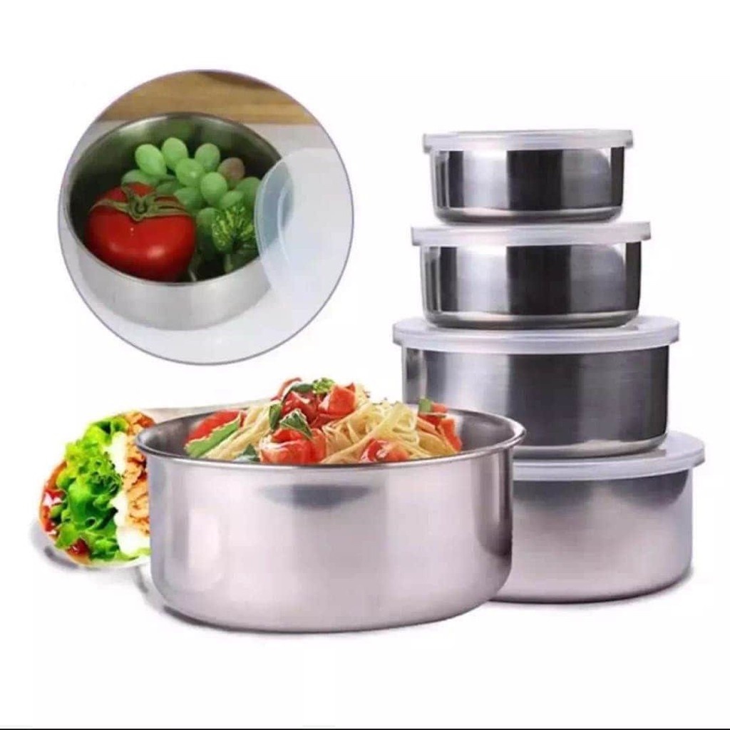 ชุดถนอมอาหารสแตนเลส Protect fresh box แบบมีฝา set 5 ใบ รหัส KD - 0052 ...