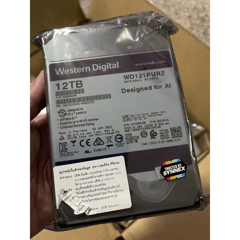 ฮาร์ดดิสก์ HDD western WD 12 TB ม่วง ใหม่ประกัน synnex 3 ปี - benz3344 - ThaiPick