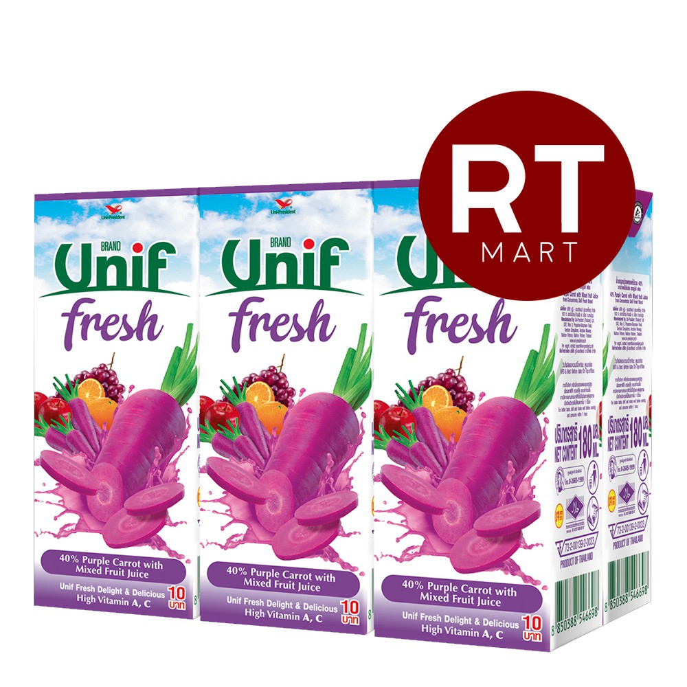 ยกล ง ย น ฟ เฟรช น ำผ กผลไม รวมผสมแครอทม วง 180 มล 36 กล อง