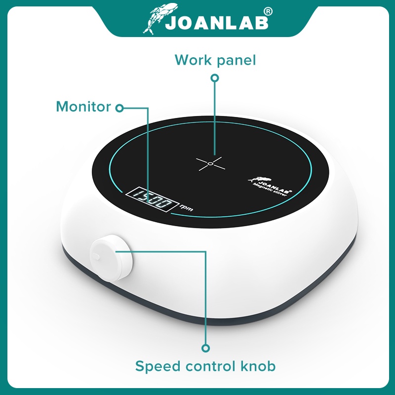 Joanlab มินิ เครื่องกวนความร้อน แบบแม่เหล็ก หน้าจอดิจิทัล 1-4 ลิตร 2000 รอบต่อนาที พร้อมแท่งกวน ...