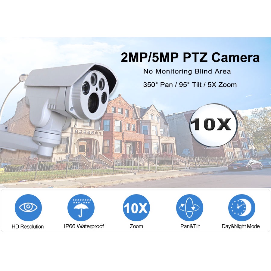 CCTV Security 2MP 10X AHD Bullet PTZ Camera 5MP TVI CVI CVBS 4in1 Pan ...