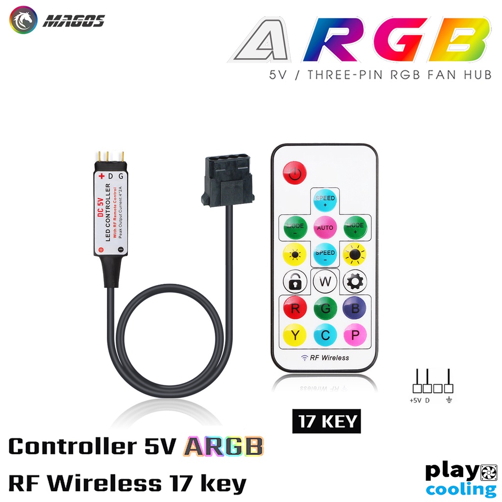 Controller 5V ARGB LED light RF Wireless 15 key (คอนโทรลเลอร์ ARGB 5V ...