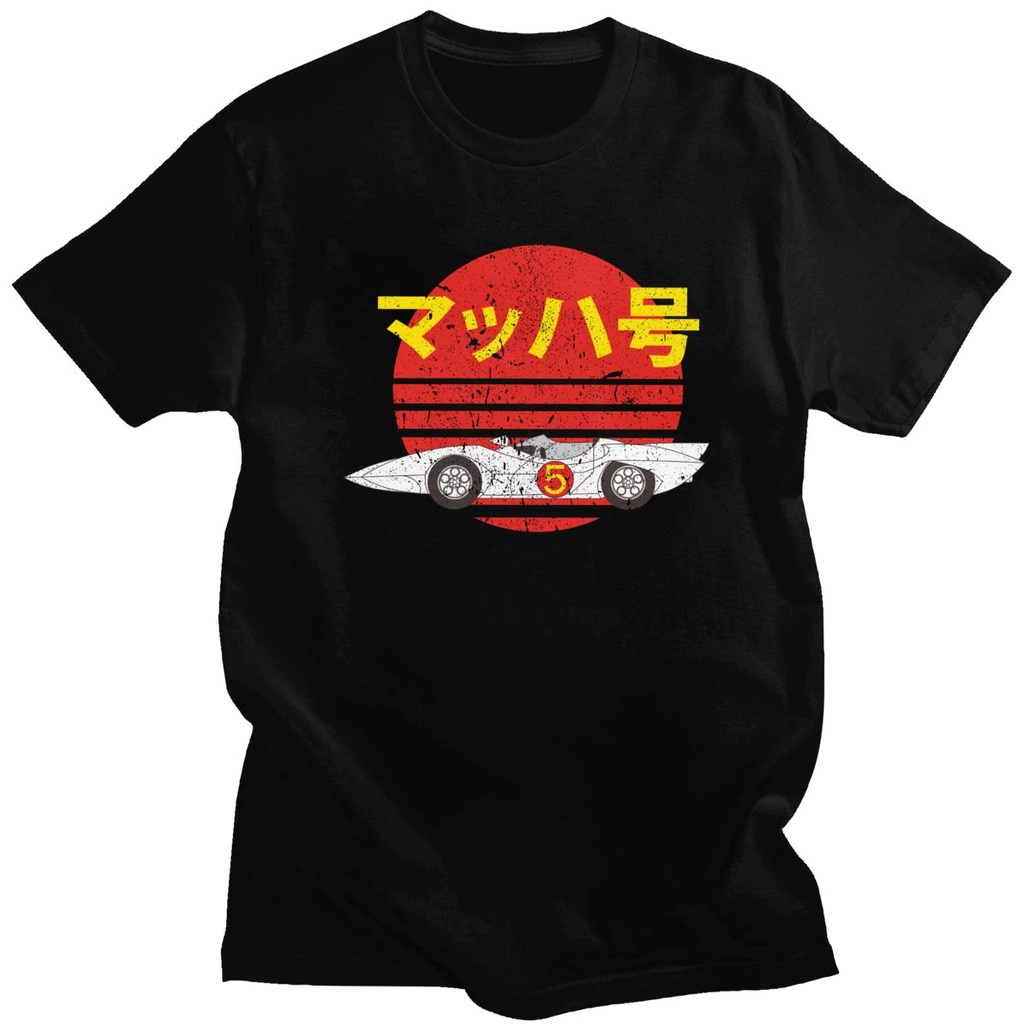 Retro Speed Racer Men T shirt fashion Cartoon Mach 5 T-shirt casual short sleeve cool tee black ...