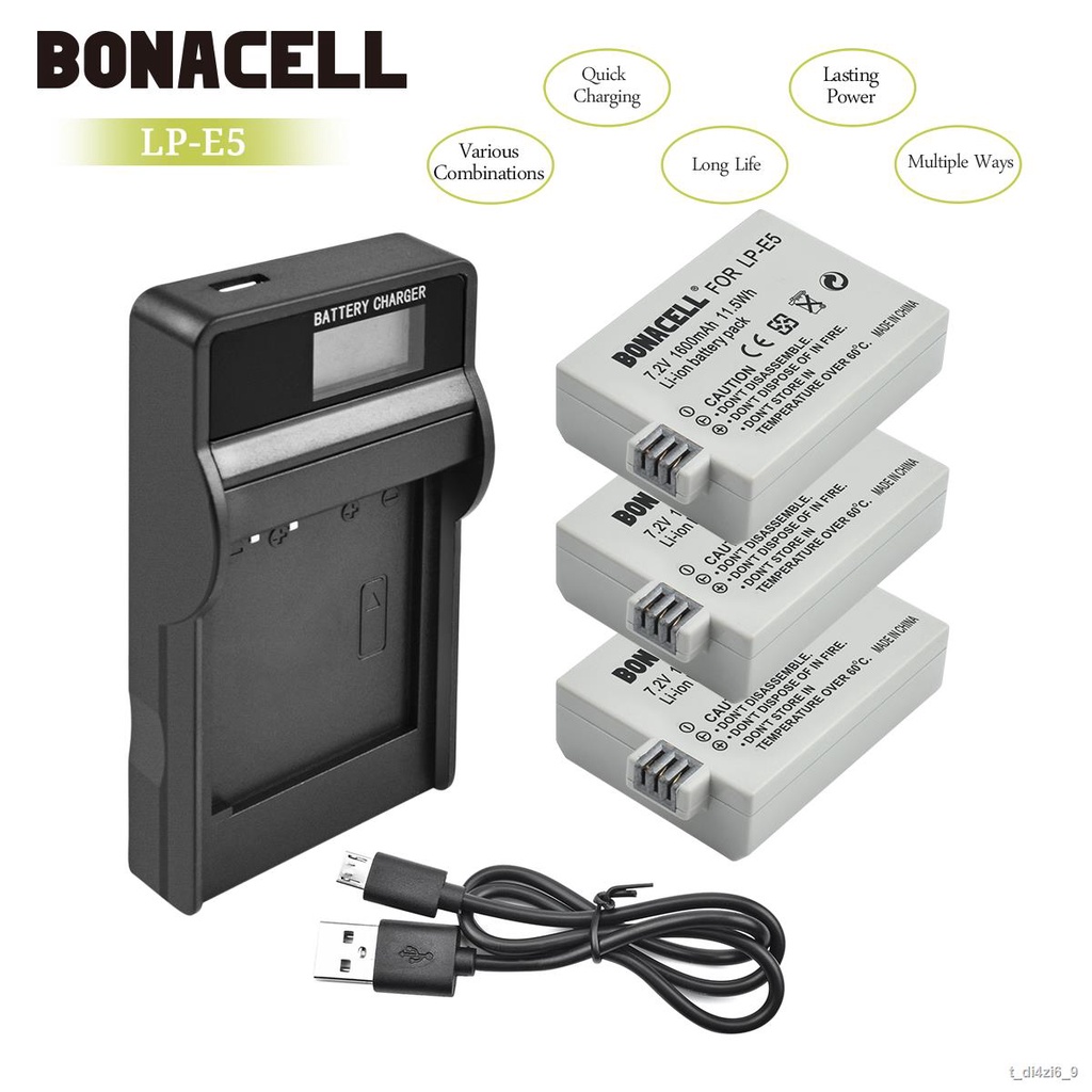 7.2V LP E5 Battery 1 4pcs lp e5 LP E5 camera batteryLPE5 battery LCD ...