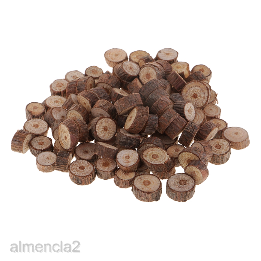 100 mini natural wood slices, wood slabs, rustic tree bark, wood branch ...