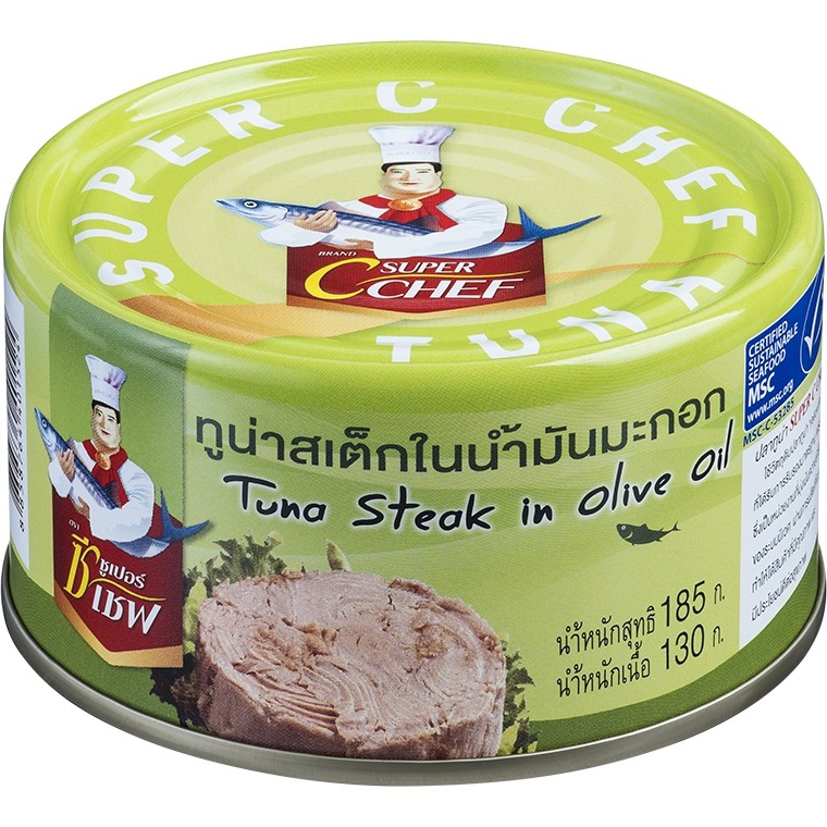 Super C Chef ซูเปอร์ซีเชฟ ทูน่าสเต๊กในน้ำมันมะกอก ขนาด 185 กรัม ...